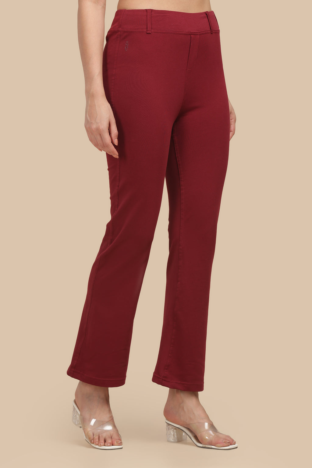 Im pretty SlimFlow Maroon Flare Pants for Women | Buy Online India